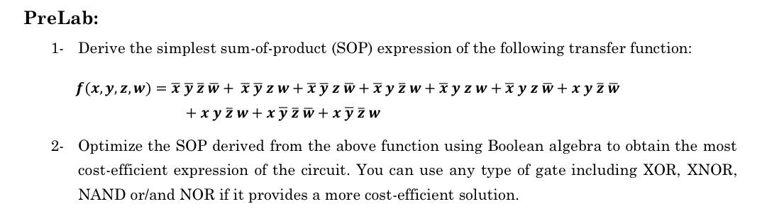 Solved 1- Derive the simplest sum-of-product (SOP) | Chegg.com