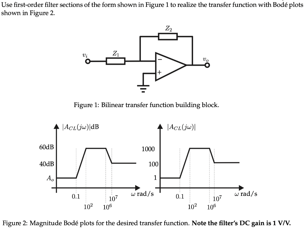 Solved Use first-order filter sections of the form shown in | Chegg.com