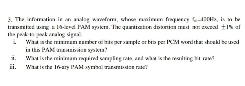 Solved 3. The information in an analog waveform, whose | Chegg.com