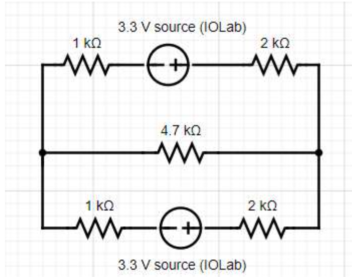 Solved 3.3 V source (IOLab) 1 ΚΩ 2 ΚΩ W 4.7 ΚΩ 1 ΚΩ 2 ΚΩ Λ | Chegg.com