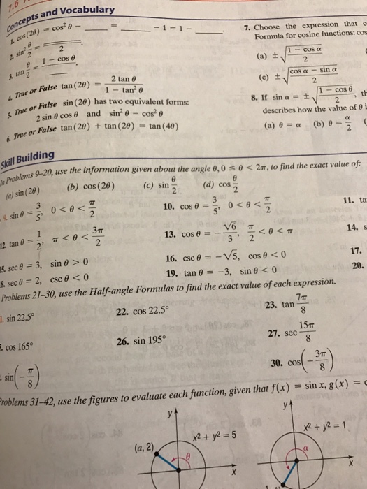 Solved Cos (2 theta) = cos^2 theta - ____ = ____ -1 = ____. | Chegg.com