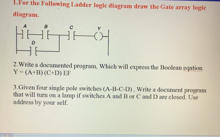 Solved For the Following Ladder logic diagram draw the Gate | Chegg.com