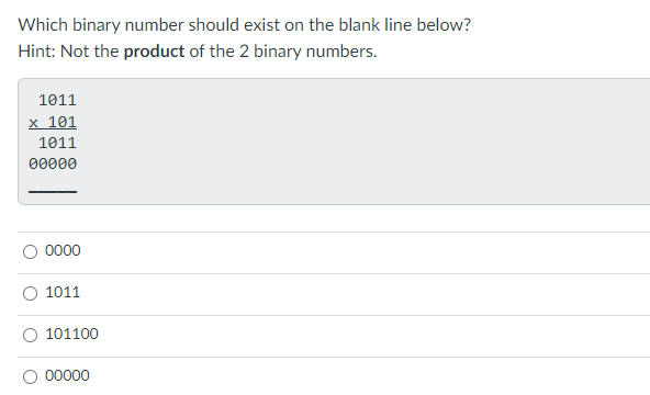 Solved Which binary number should exist on the blank line | Chegg.com