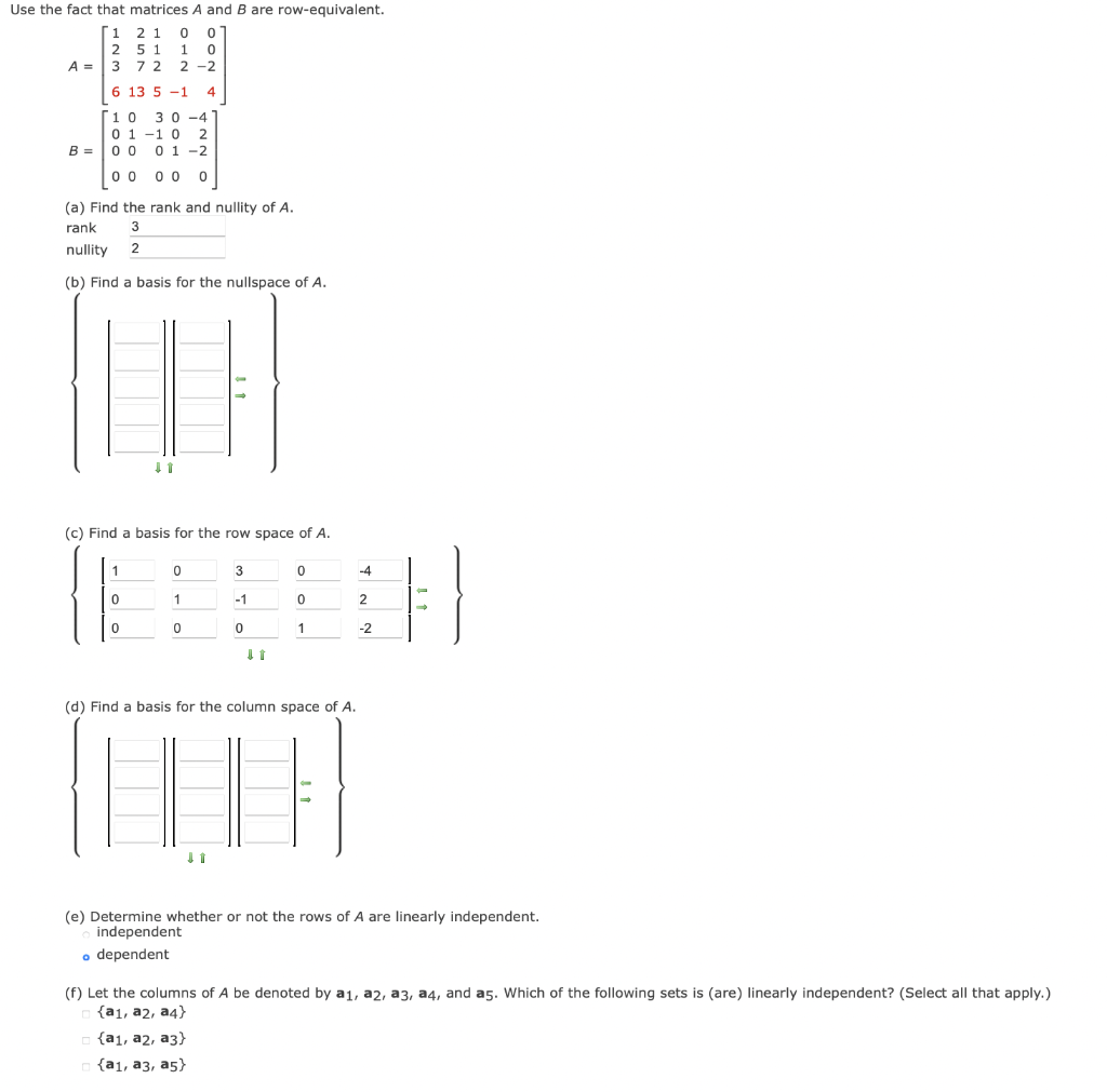 Solved Use the fact that matrices A and B are | Chegg.com