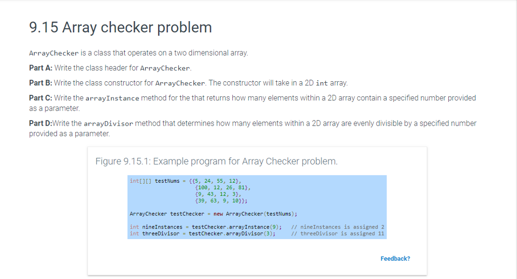 Solved 9.15 Array checker problem ArrayChecker is a class | Chegg.com