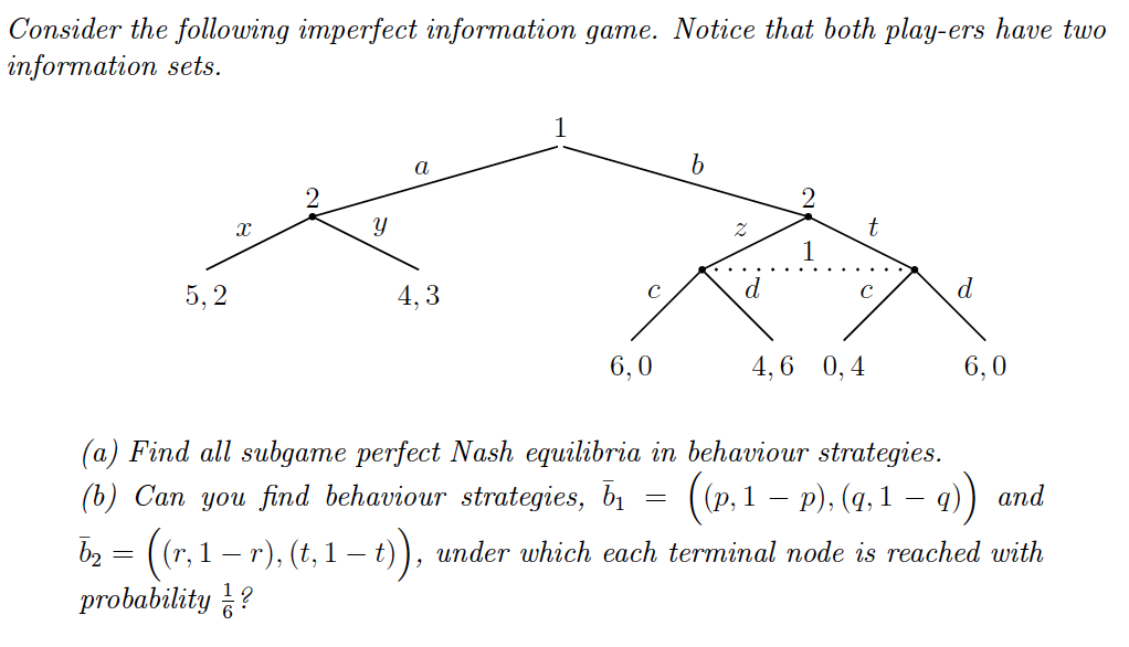 Solved Consider the following imperfect information game. | Chegg.com