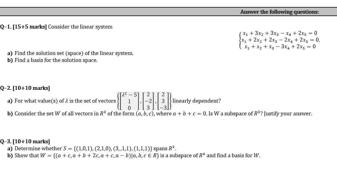 Solved Answer the following questions: Q-1. [15+5 marks] | Chegg.com