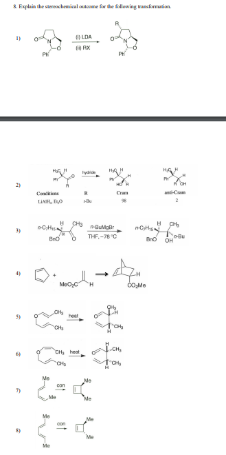 Solved 8. Explain the stereochemical outcome for the | Chegg.com