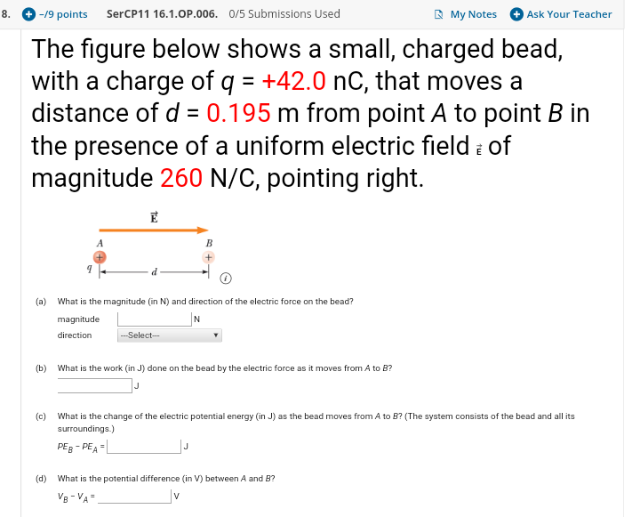 Solved 8. -19 points SerCP11 16.1.OP.006. 0/5 Submissions | Chegg.com