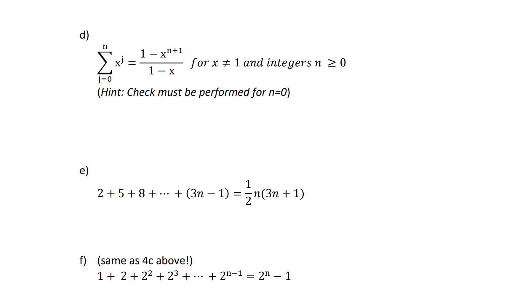 Solved Solve the following by induction: | Chegg.com