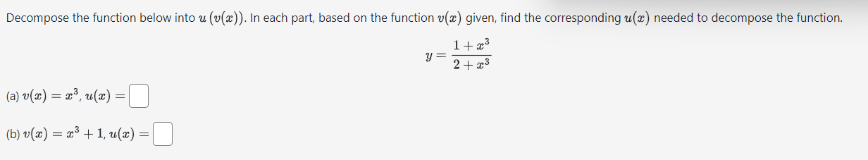 Solved Decompose the function below into u(v(x)). In each | Chegg.com