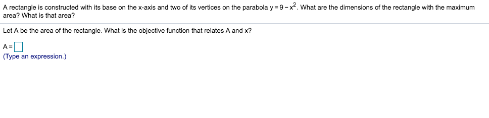Solved A rectangle is constructed with its base on the | Chegg.com