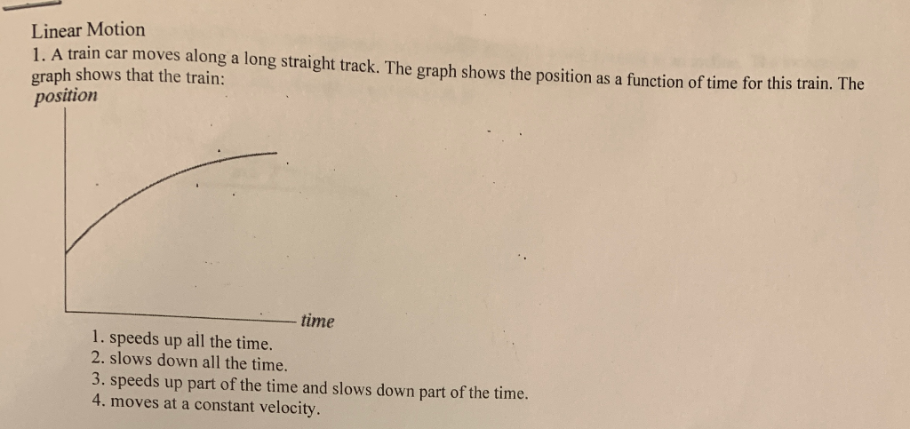 Solved Linear Motion 1 A train car moves along a long | Chegg.com
