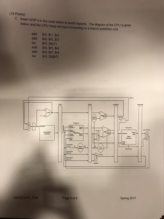 Solved Insert NOP's in the code below to avoid hazards. The | Chegg.com