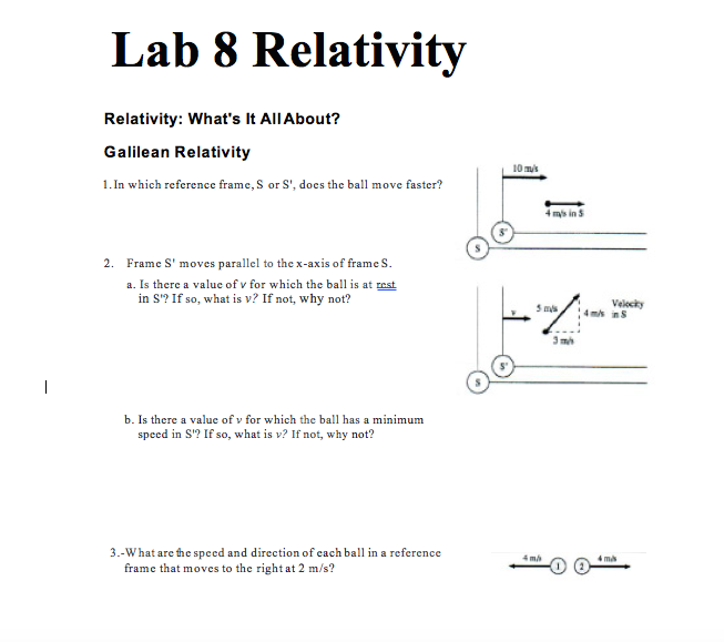 Solved Lab 8 Relativity Relativity: What's It All About? | Chegg.com