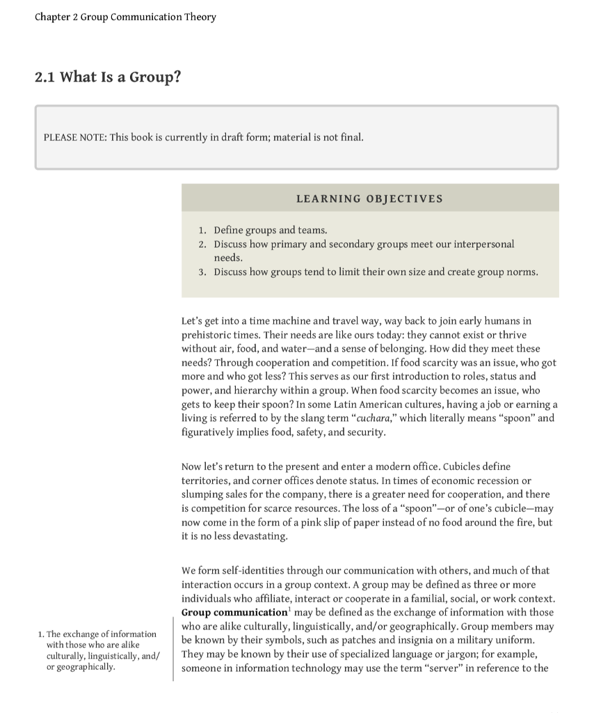 Solved Chapter 2 Group Communication Theory 2.1 What Is a | Chegg.com