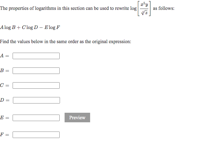 Solved ແy The properties of logarithms in this section can | Chegg.com