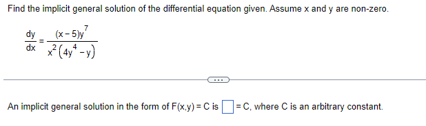 Solved Find the implicit general solution of the | Chegg.com