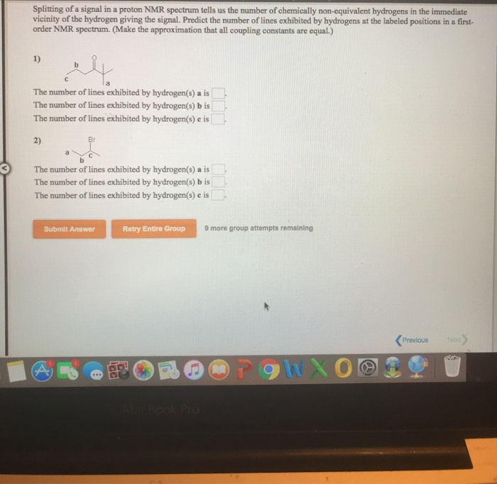 Solved Splitting of a signal in a proton NMR spectrum tells | Chegg.com