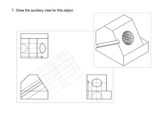 Solved 7. Draw the auxiliary view for this object. 10 2 9 | Chegg.com