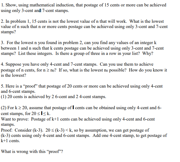 Solved 1. Show, using mathematical induction, that postage | Chegg.com