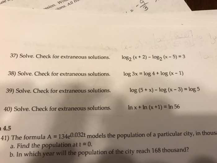 Solved 37) Solve. Check for extraneous solutions. log2 (x + | Chegg.com
