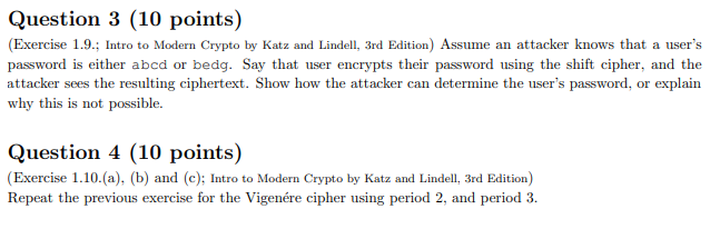 Solved Question 3 (10 points) (Exercise 1.9.; Intro to | Chegg.com
