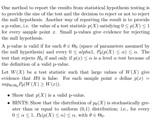 Solved One method to report the results from statistical | Chegg.com