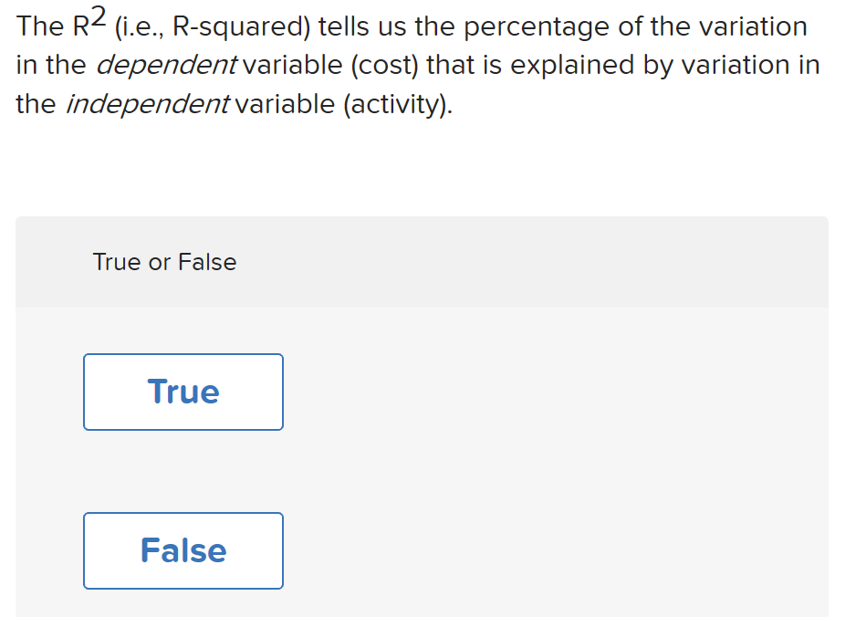 Solved The R2 (i.e., R-squared) tells us the percentage of | Chegg.com