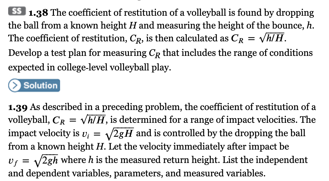 Solved SS 1.38 The coefficient of restitution of a | Chegg.com
