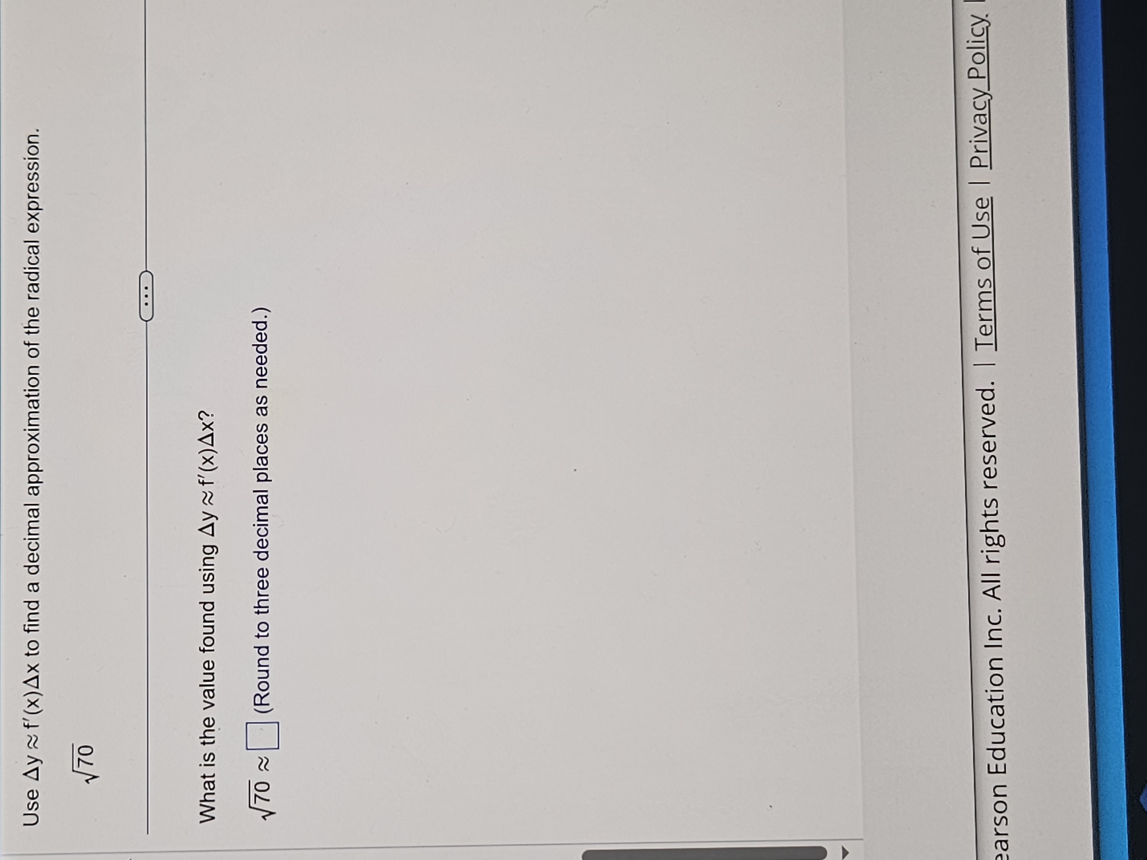 Solved Use Δy≈f′(x)Δx to find a decimal approximation of the | Chegg.com