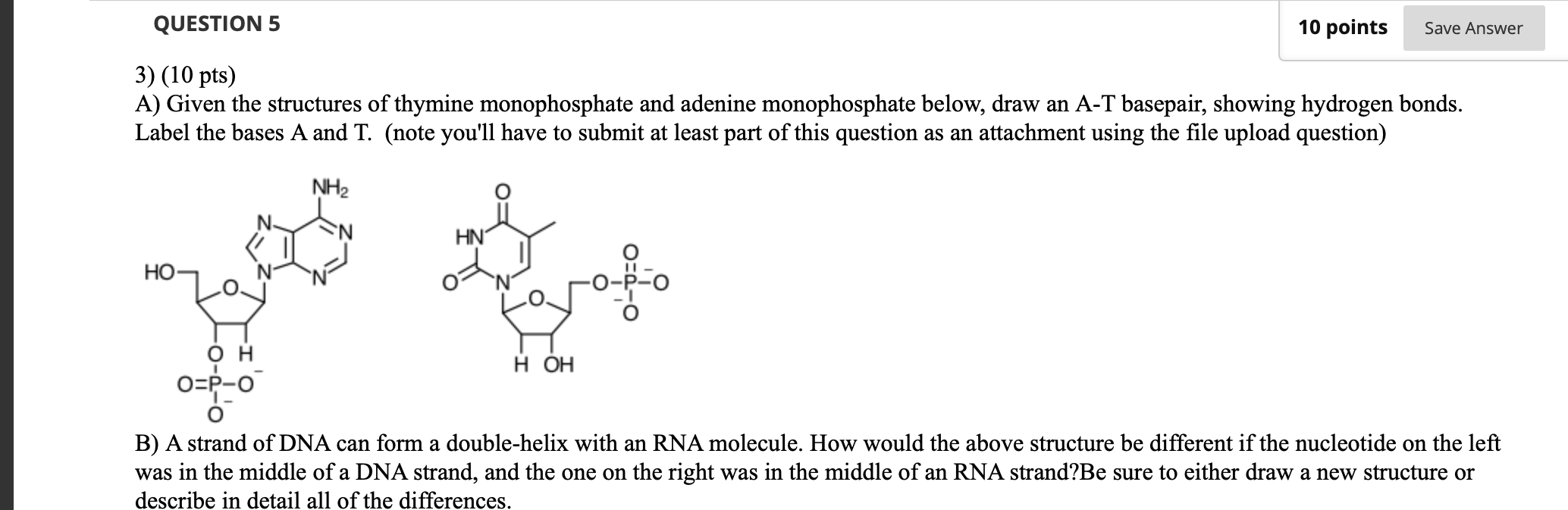 Solved QUESTION 5 10 points Save Answer 3) (10 pts) A) Given | Chegg.com