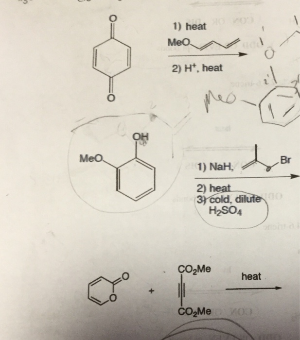 Solved 1) heat 2) H+. heat oH 2) heat 3 cold, H2SO4 CO2Me | Chegg.com