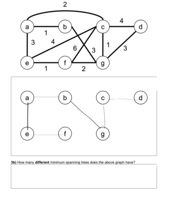 Solved 2h) ﻿How many differant minimum spannning tree for | Chegg.com