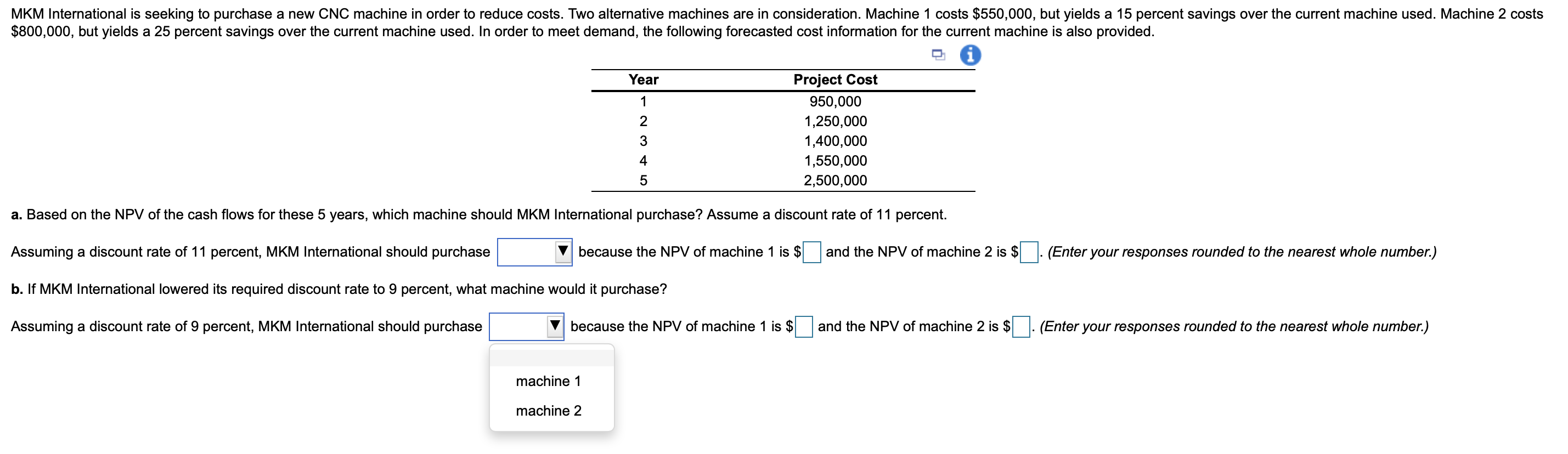 Solved MKM International is seeking to purchase a new CNC | Chegg.com