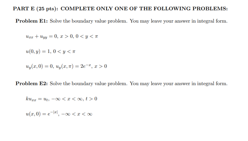 Solved PART E (25 pts): COMPLETE ONLY ONE OF THE FOLLOWING | Chegg.com