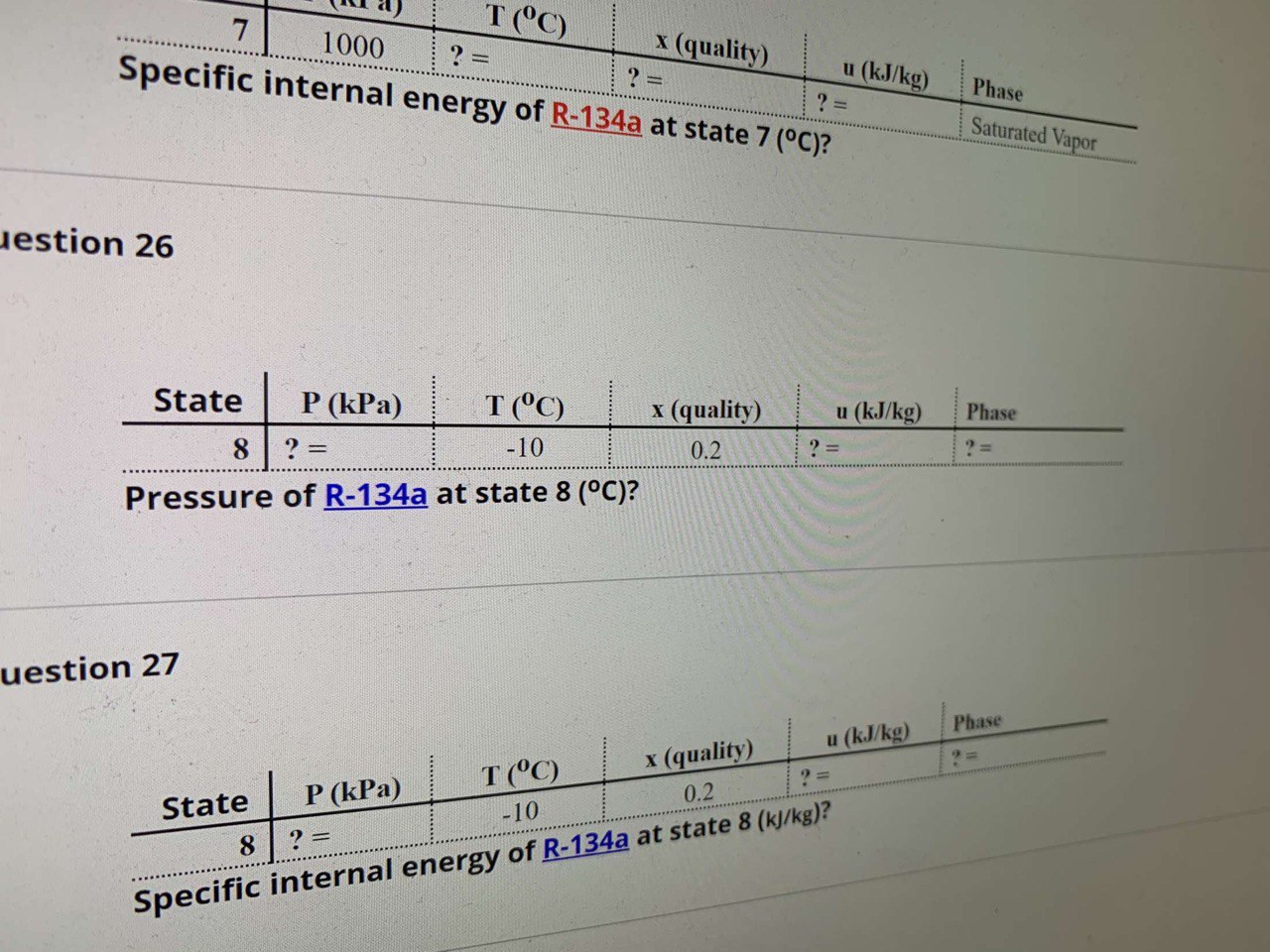 Solved Thermodynamics: Specific internal energy of R-134a at | Chegg.com