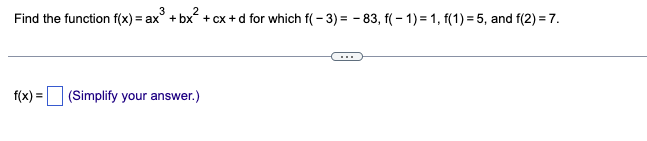 Solved Find the function f(x)=ax3+bx2+cx+d for which | Chegg.com