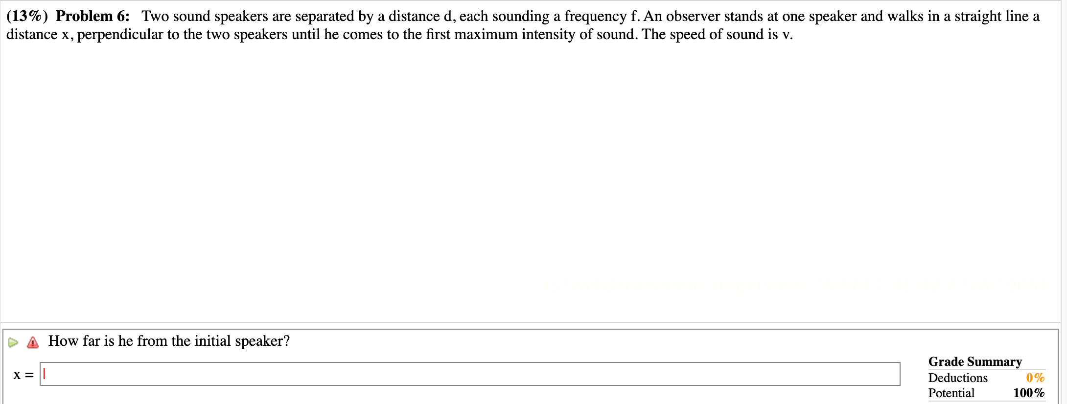 Solved (13\%) Problem 6: Two sound speakers are separated by | Chegg.com