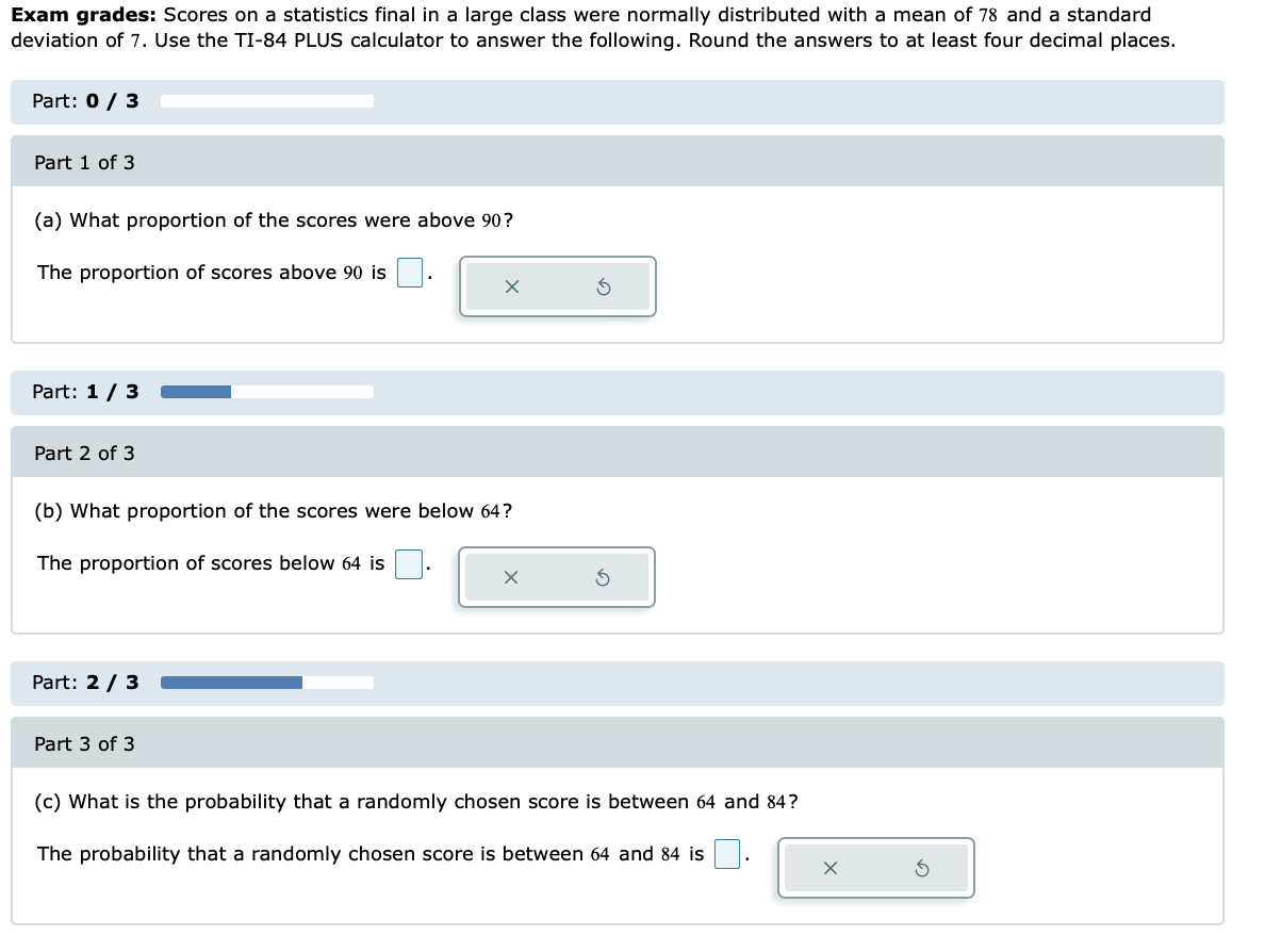 Solved Exam Grades Scores On A Statistics Final In A Large