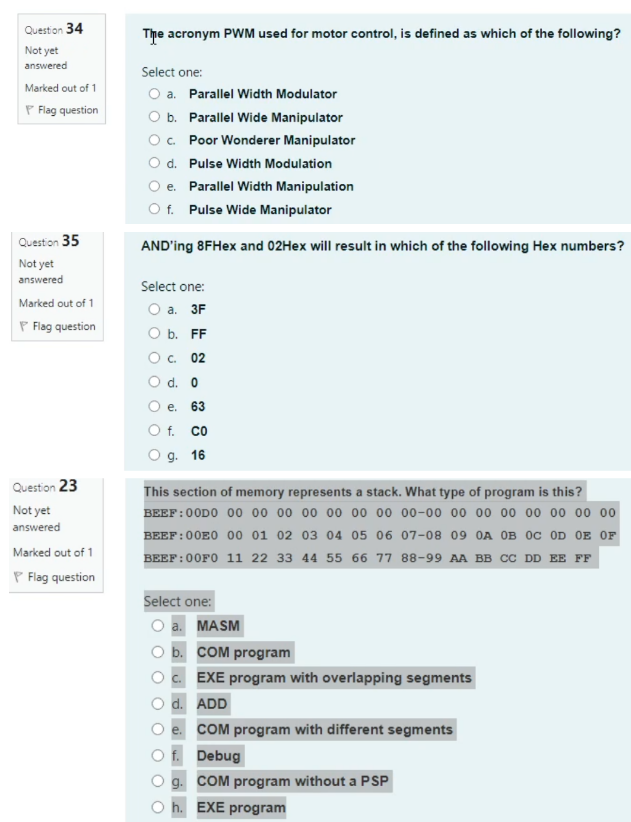 Solved The acronym PWM used for motor control, is defined as | Chegg.com