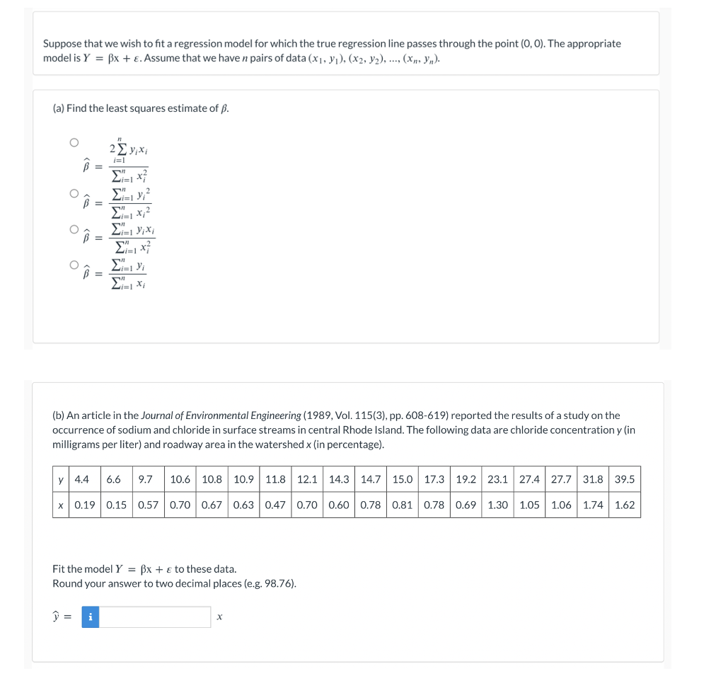 Solved Suppose that we wish to fit a regression model for | Chegg.com