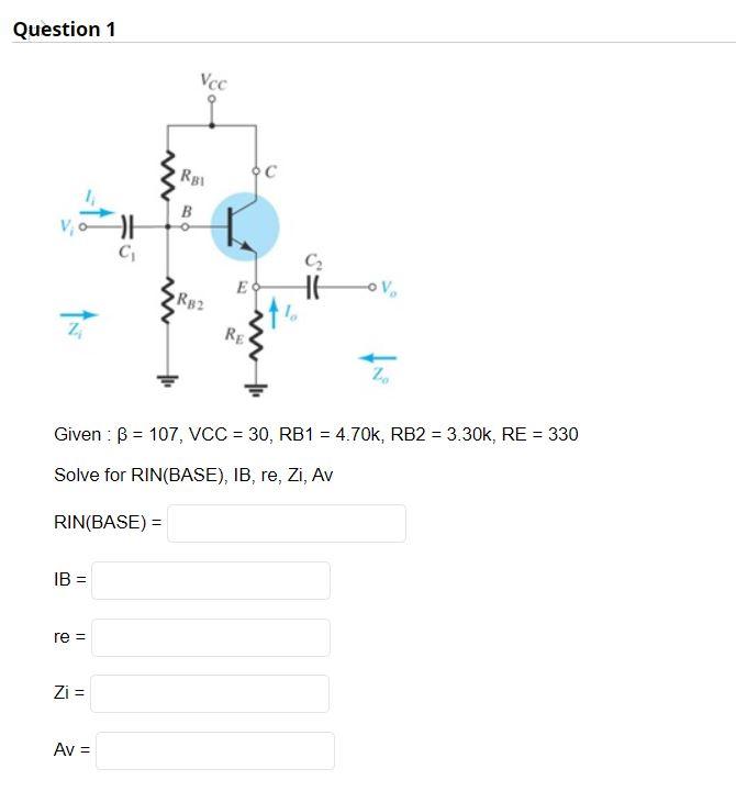 Solved Question 1 Vec RBU с B C2 If V RB2 RE Z Given : B = | Chegg.com