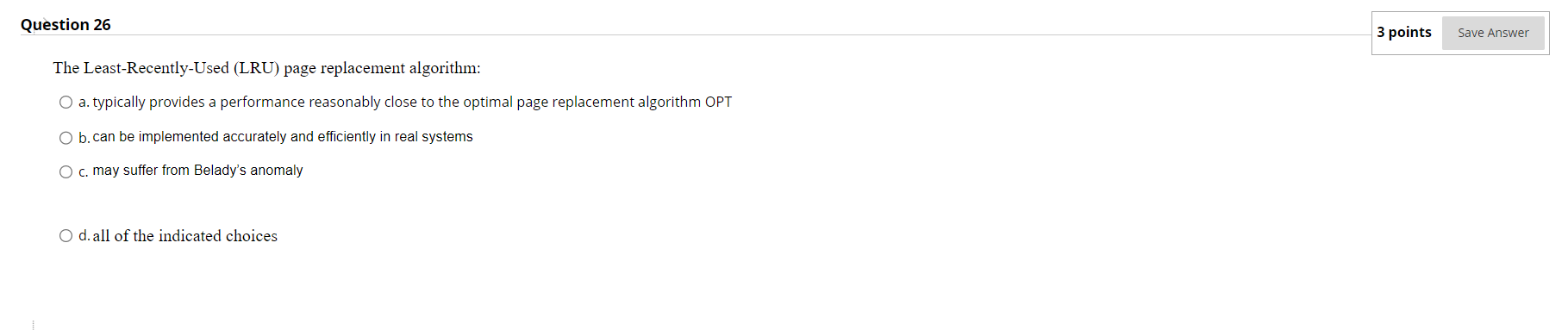 The Least-Recently-Used (LRU) page replacement | Chegg.com