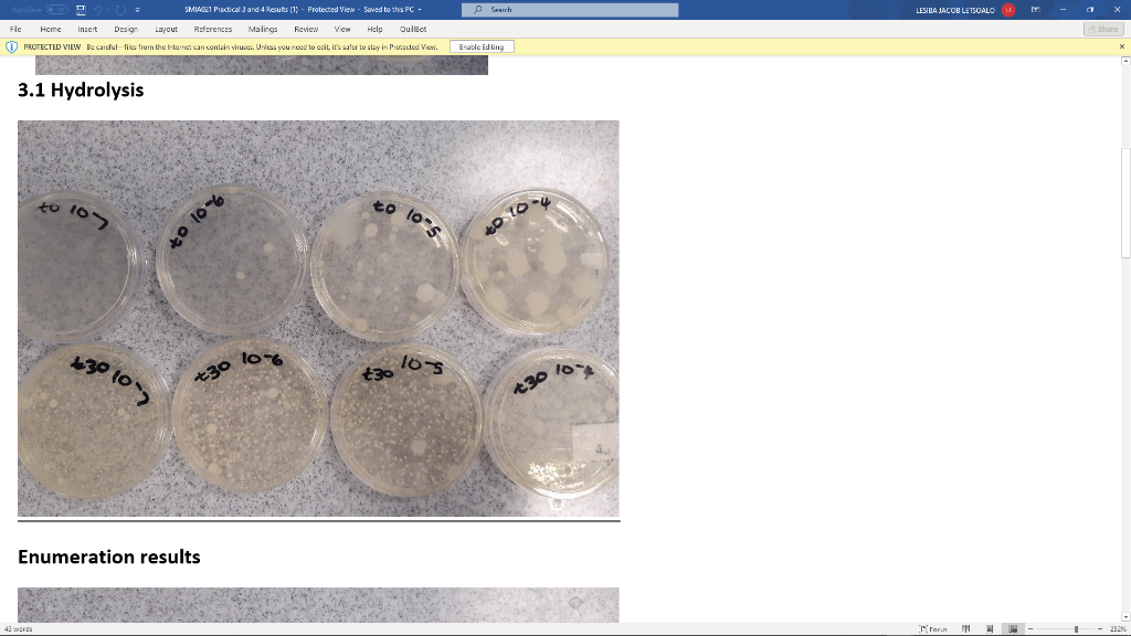 Solved Enumeration of bucteria and the construction of a | Chegg.com