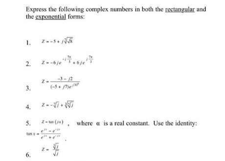 Solved Express the following complex numbers in both the | Chegg.com