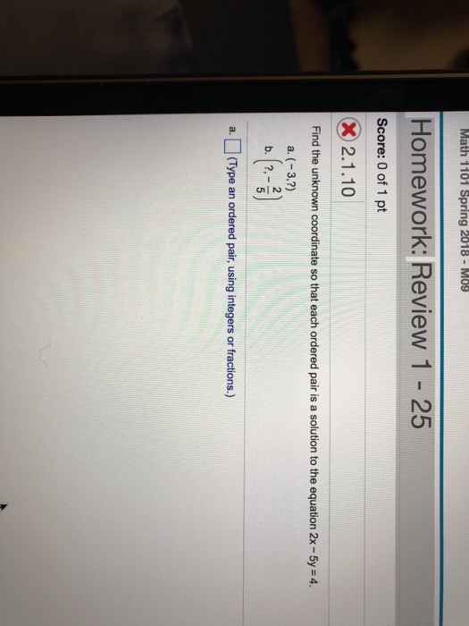 Solved Math 1101 Spring 2018-Mog Homework: Review 1 -2 | Chegg.com