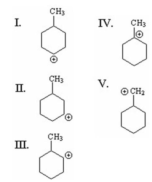 Solved Identify the most stable carbocation in the following | Chegg.com