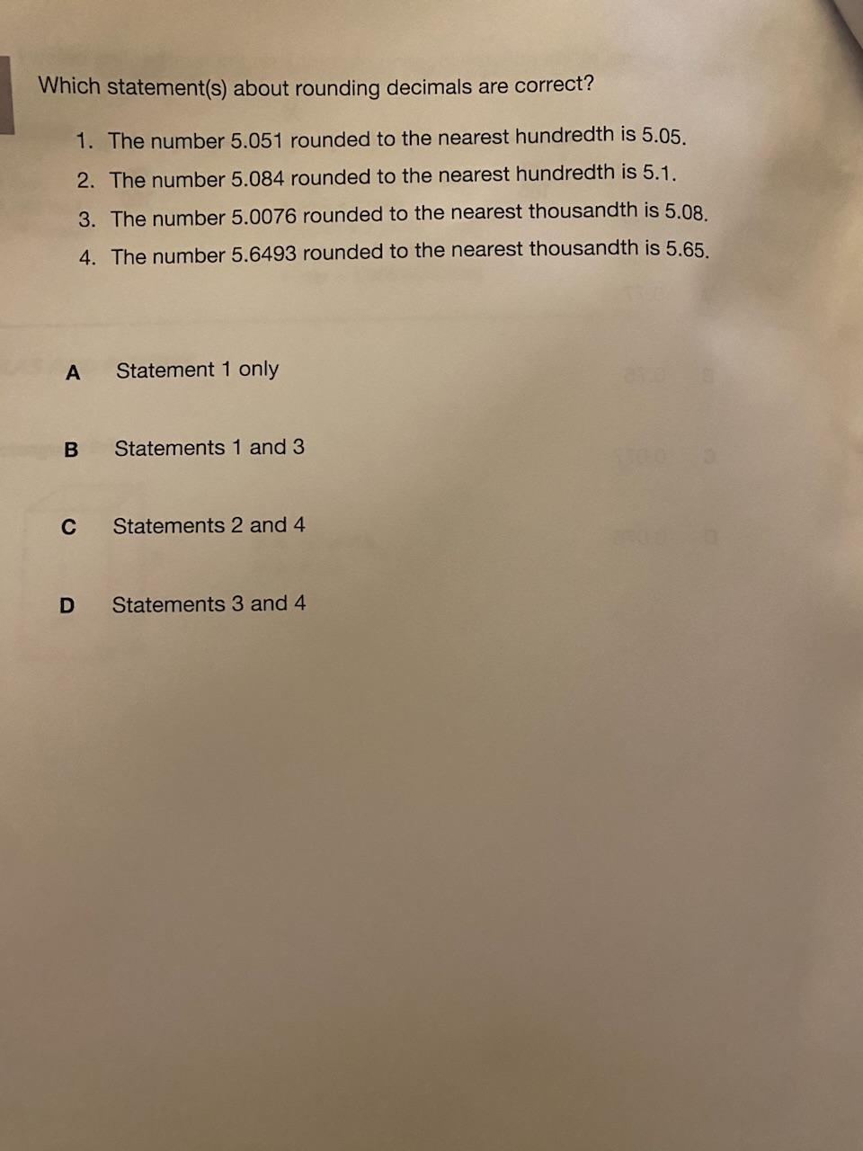 Solved Which statement(s) about rounding decimals are | Chegg.com