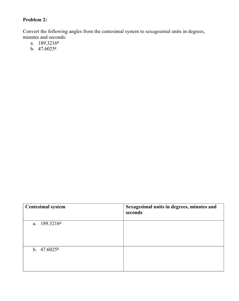 Solved Problem 2: Convert the following angles from the | Chegg.com